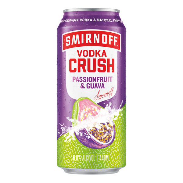 Smirnoff Vodka CRUSH Passionfruit & Guava 6% 440ml Can Case of 24 - Camperdown Cellars