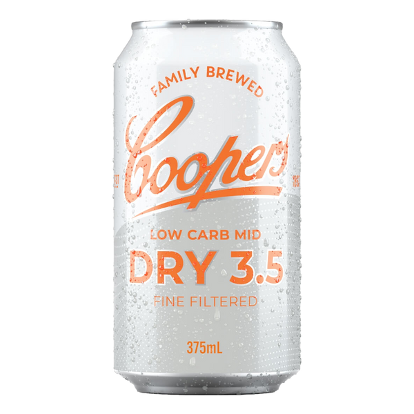 Coopers Dry Low Carb Mid-Strength Lager 3.5% 375ml Can Case of 24 - Camperdown Cellars