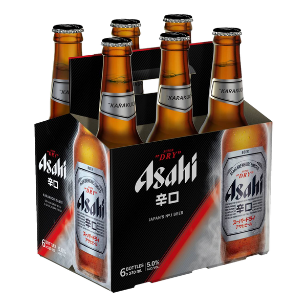 Asahi Super Dry Lager 330ml Bottle 6 Pack - Camperdown Cellars