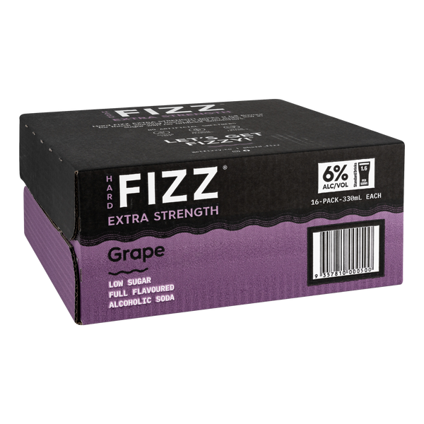 Hard Fizz EXTRA Grape Alcoholic Soda 6% 330ml Can Case of 16 ...