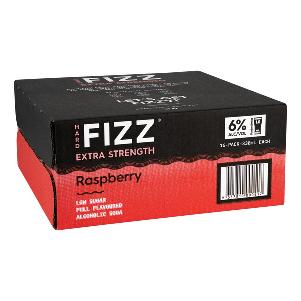 Hard Fizz EXTRA Raspberry Alcoholic Soda 6% 330ml Can Case of 16 ...