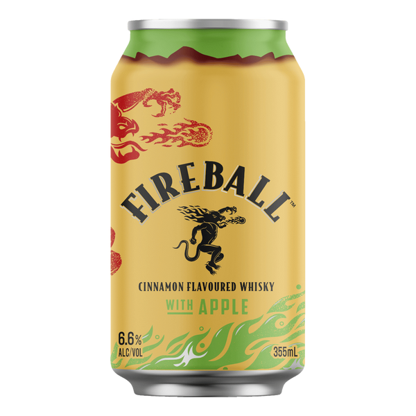 Fireball Cinnamon Whisky & Apple 6.6% 355ml Can Case of 16 - Camperdown ...