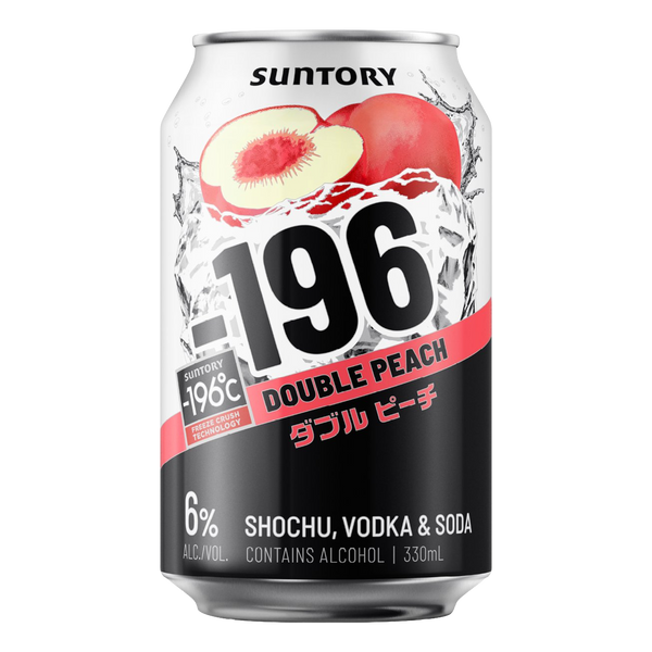 Suntory -196 DOUBLE Peach Shochu Vodka Soda 6% 330ml Can 10 Pack ...