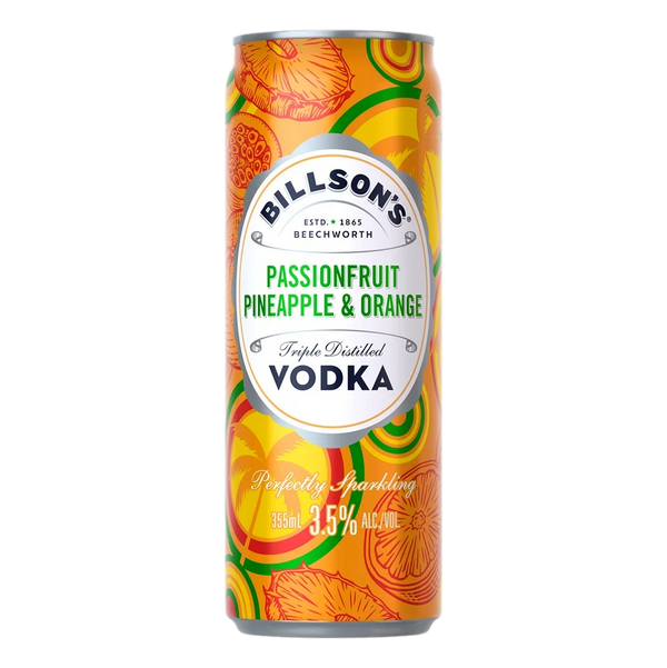 Billson's Passionfruit Pineapple & Orange Vodka 3.5% 355ml Can 4 Pack ...
