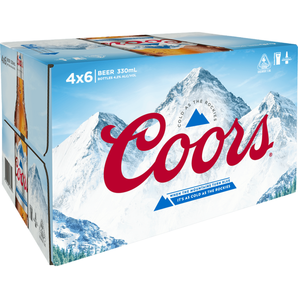 Coors Lager 330ml Bottle Case of 24 - Camperdown Cellars