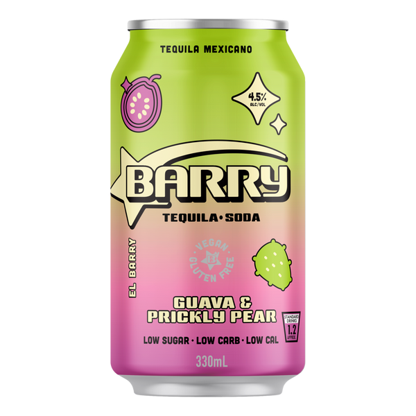 Barry Guava & Prickly Pear Tequila Soda 330ml Can 4 Pack - Camperdown ...