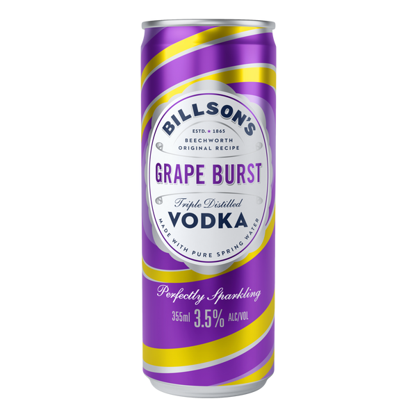 Billson's Grape Burst Vodka 3.5% 355ml Can 4 Pack - Camperdown Cellars