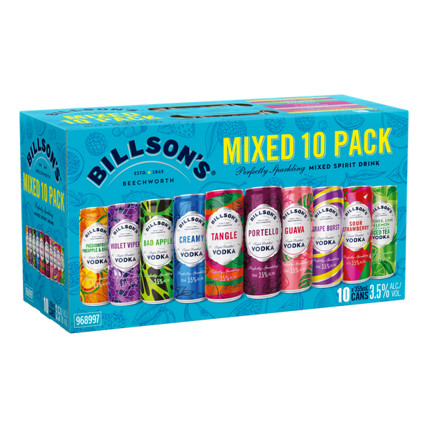 Billson's Mixed Flavour Vodka 3.5% 355ml Can 10 Pack - Camperdown Cellars