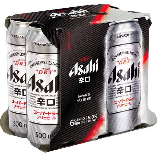 Asahi Super Dry Lager 500ml Can 6 Pack - Camperdown Cellars