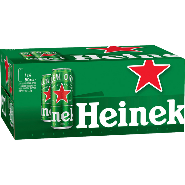 Heineken Original Lager 500ml Can Case of 24 - Camperdown Cellars