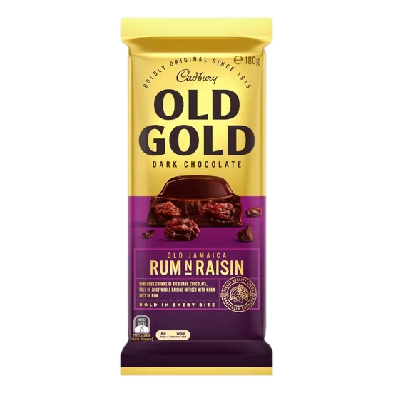 Cadbury Old Gold Dark Chocolate Rum n Raisin 200g - Camperdown Cellars