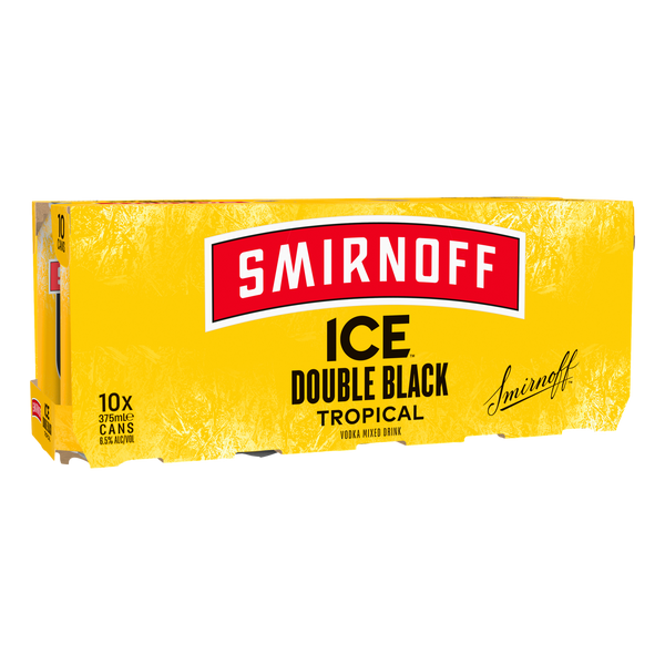 Smirnoff Ice Double Black Tropical 6.5% 375ml Can 10 Pack - Camperdown ...