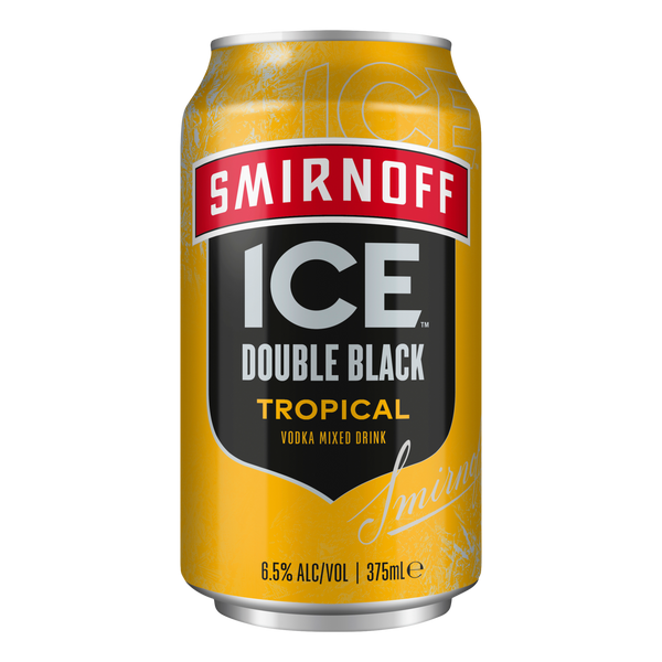 Smirnoff Ice Double Black Tropical 6.5% 375ml Can 4 Pack - Camperdown ...