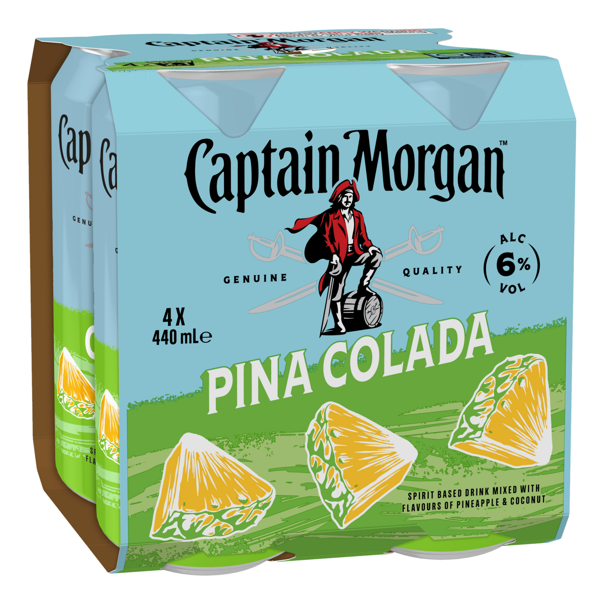 Captain Morgan Pina Colada 6% 440ml Can 4 Pack - Camperdown Cellars