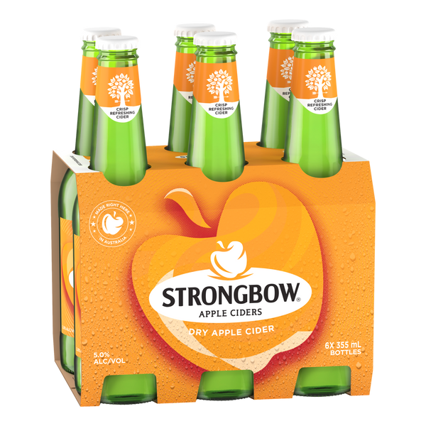 Strongbow Dry Apple Cider 355ml Bottle 6 Pack - Camperdown Cellars