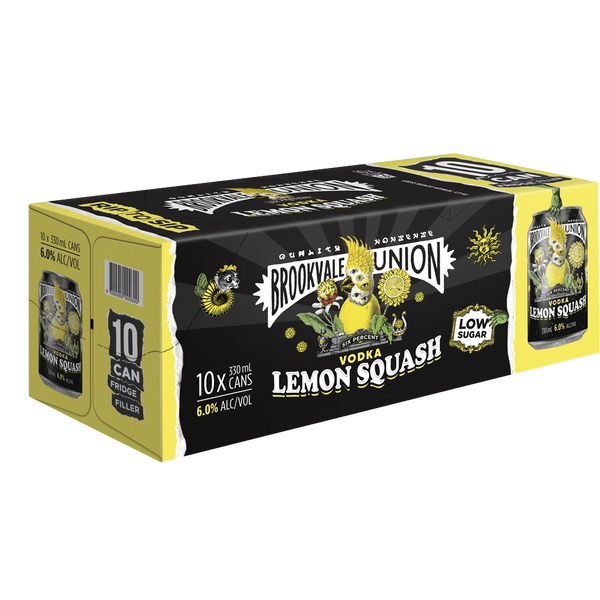 Brookvale Union Vodka Lemon Squash 6% 330ml Can 10 Pack - Camperdown ...