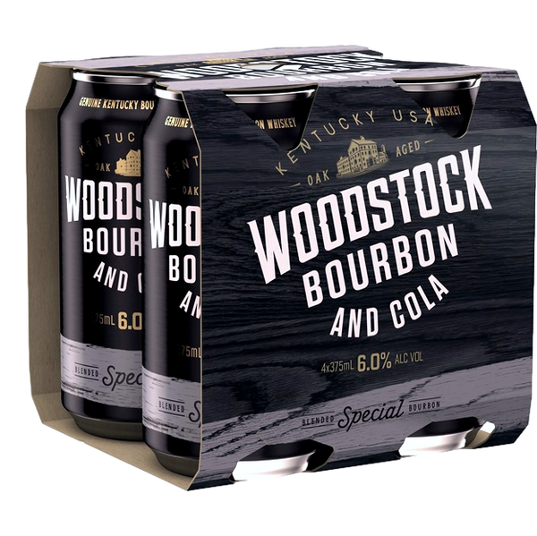 Woodstock Bourbon & Cola 6% 375ml Can 4 Pack - Camperdown Cellars