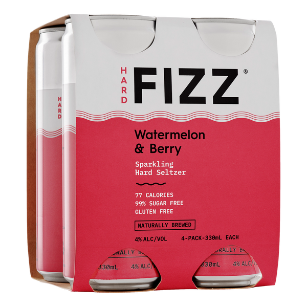 Hard Fizz Watermelon & Berry Seltzer 330ml Can 4 Pack - Camperdown Cellars