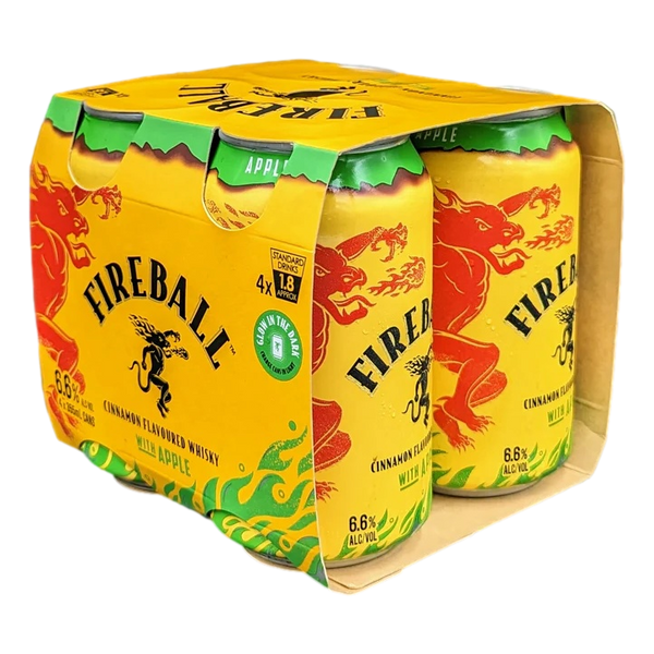 Fireball Cinnamon Whisky & Apple 6.6% 355ml Can 4 Pack - Camperdown Cellars