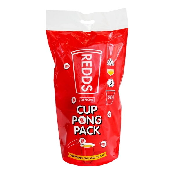 REDDS Pong Set Red Cup Beer 425ml 20 Pack & 3 Balls - Camperdown Cellars