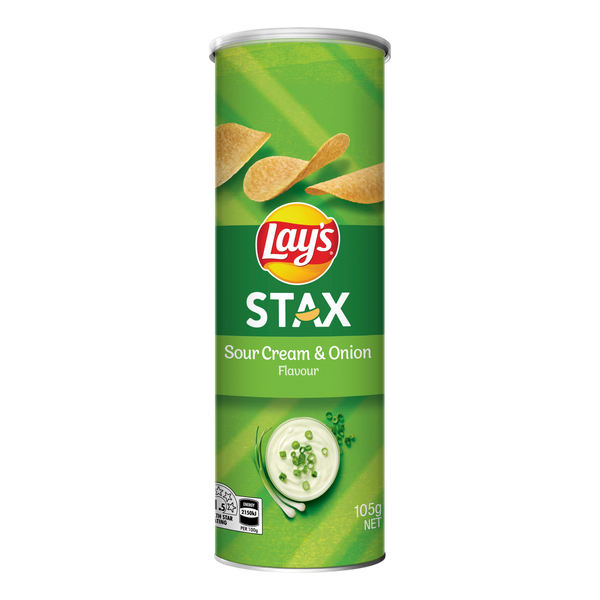Lay's Stax Sour Cream & Onion Snack 105g - Camperdown Cellars