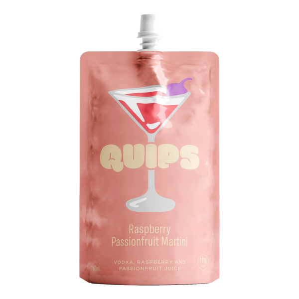 Quips Raspberry Passionfruit Martini Cocktail Pouch 168ml Case of 24 ...