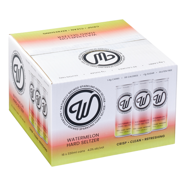 Wayward W Watermelon Hard Seltzer 330ml Can Case of 16 - Camperdown Cellars