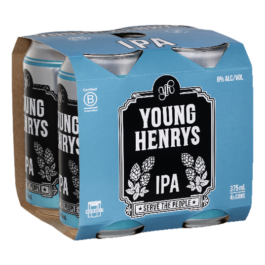 Young Henrys IPA 6% 375ml Can 4 Pack - Camperdown Cellars
