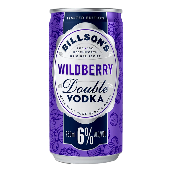 Billson's Wildberry DOUBLE Vodka 6% 250ml Can Single - Camperdown Cellars