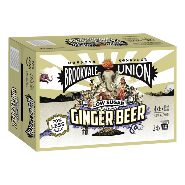 Brookvale Union Low Sugar Alcoholic Ginger Beer 330ml Can Case of 24 ...