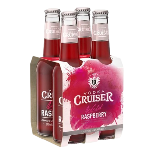 Vodka Cruiser Wild Raspberry 275ml Bottle 4 Pack - Camperdown Cellars