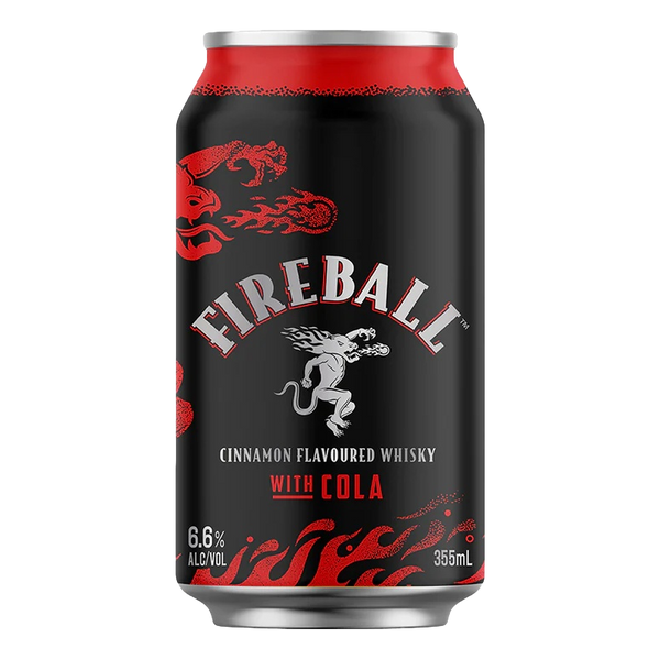 Fireball Cinnamon Whisky & Cola 6.6% 355ml Can Case of 16 - Camperdown ...