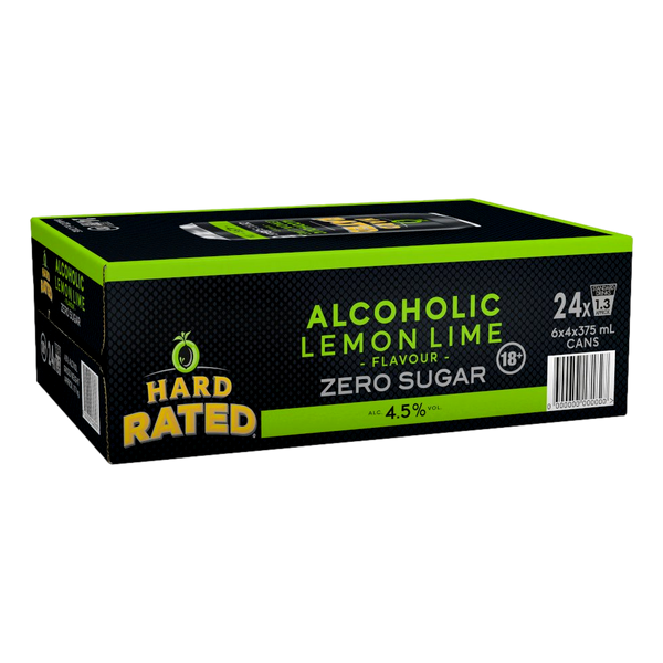 Hard Rated ZERO SUGAR Alcoholic Lemon Lime 4.5% 375ml Can Case of 24 ...