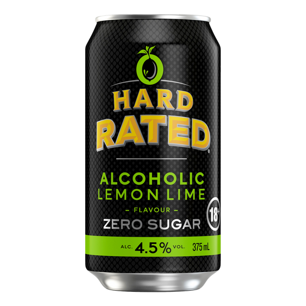 Hard Rated ZERO SUGAR Alcoholic Lemon Lime 4.5% 375ml Can 10 Pack - Camperdown Cellars