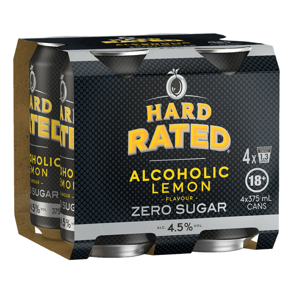 Hard Rated Zero Sugar Alcoholic Lemon 375ml Can 4 Pack - Camperdown Cellars