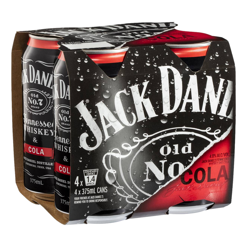 Jack Daniel's & Cola 375ml Can 4 Pack - Camperdown Cellars