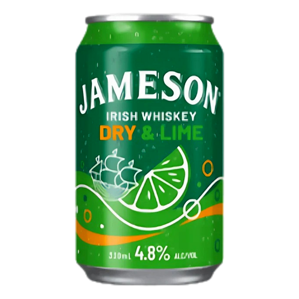 Jameson Irish Whiskey Dry & Lime 4.8% 330ml Can Single - Camperdown Cellars
