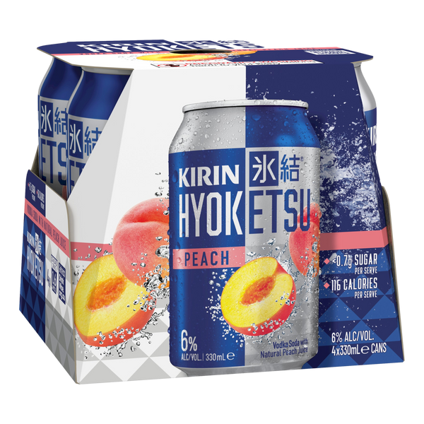 Kirin Hyoketsu Peach Vodka Soda 6% 330ml Can 4 Pack - Camperdown Cellars