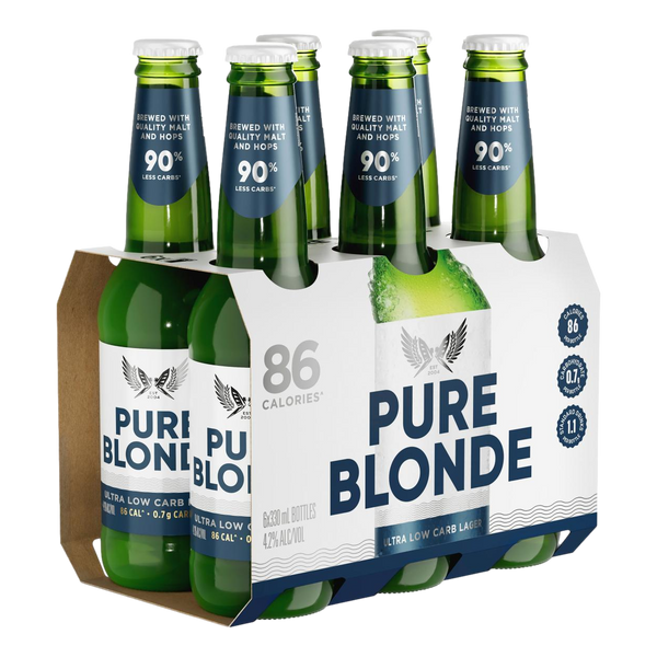 Pure Blonde Ultra Low Carb 90% Lager 330ml Bottle 6 Pack - Camperdown ...