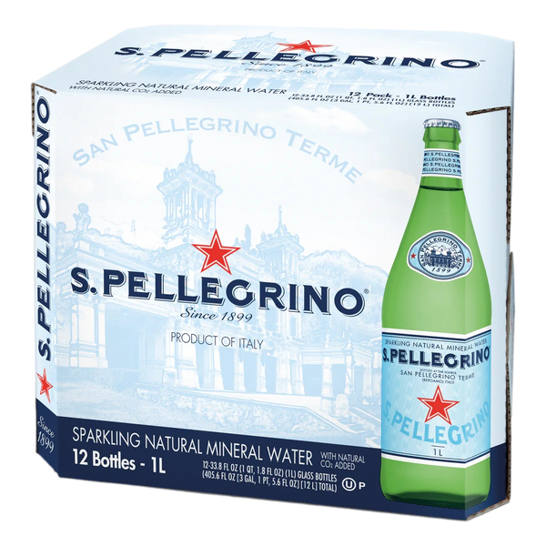 San Pellegrino Sparkling Mineral Water 1L Glass Bottle Case of 12 - Camperdown Cellars