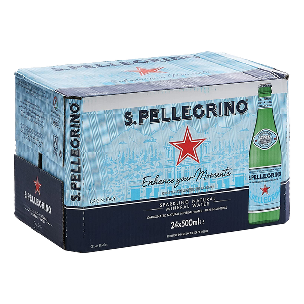 San Pellegrino Sparkling Mineral Water 500ml Glass Bottle Case of 24 - Camperdown Cellars
