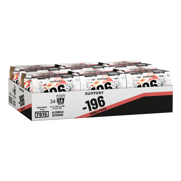 Suntory -196 DOUBLE Peach Shochu Vodka Soda 6% 330ml Can Case of 24 ...
