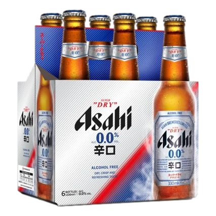 Asahi Super Dry Non-Alcoholic Lager 0.0% 330ml Bottle 6 Pack - Camperdown Cellars
