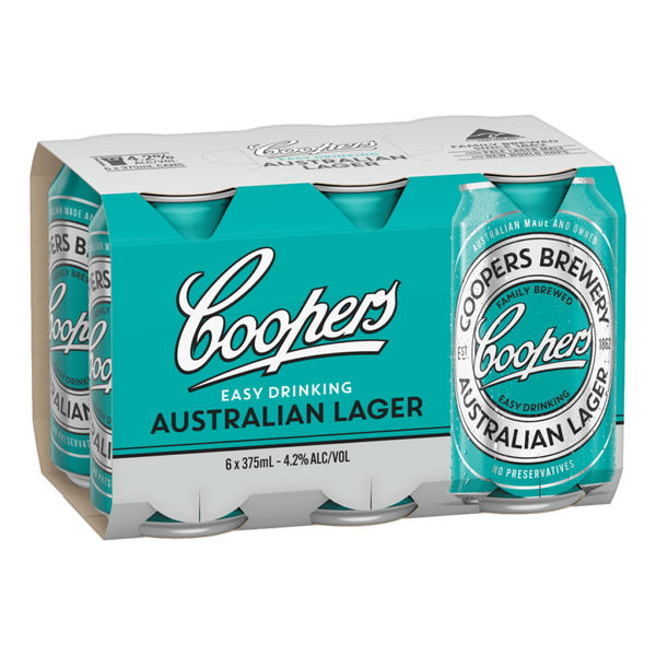 Coopers Australian Lager 375ml Can 6 Pack - Camperdown Cellars