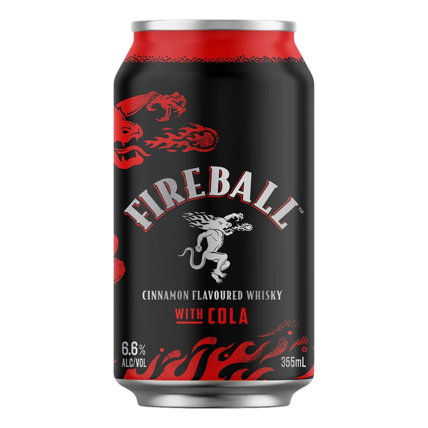 Fireball Cinnamon Whisky & Cola 6.6% 355ml Can 4 Pack - Camperdown Cellars