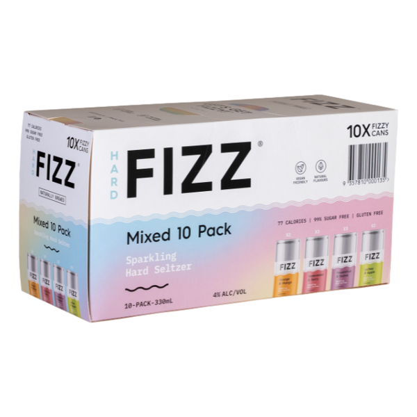 Hard Fizz Sparkling Hard Seltzer 330ml Can Mixed 10 Pack - Camperdown Cellars