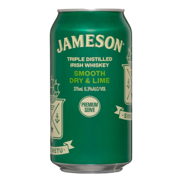Jameson Smooth Dry & Lime Premium Serve 6.3% 375ml Can 10 Pack ...