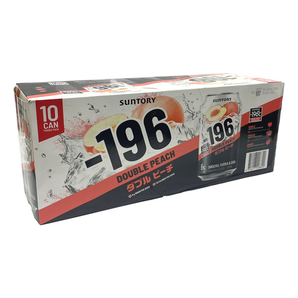 Suntory -196 DOUBLE Peach Shochu Vodka Soda 6% 330ml Can 10 Pack - Camperdown Cellars